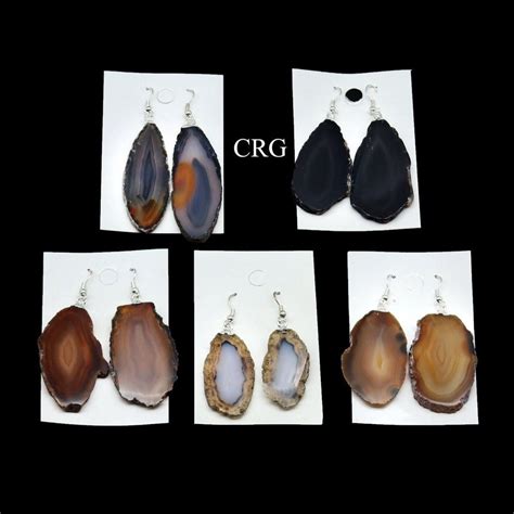 Agate Slice Earrings 1 2 Inches 1 Pair Crystal River Gems