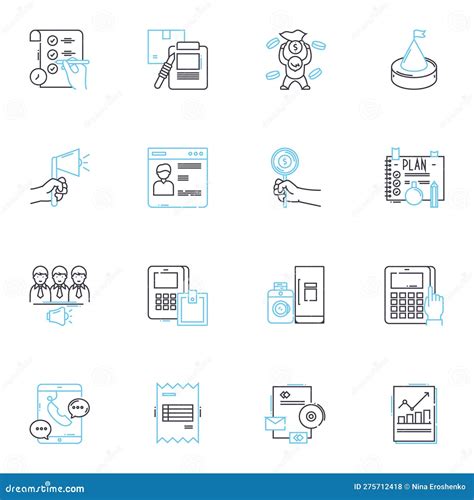 Expense Control Line Icons Collection Budgeting Frugality Efficiency