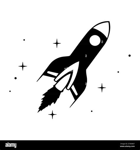 Rocket Icon Black Spaceship Icon Isolated Rocket Launching Sign