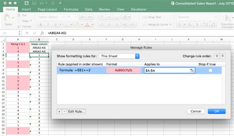 If Statement Excel How To Highlight Cells If The Neighboring Cell Value Differs By 2 Or More
