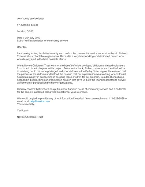 40 Free Community Service Letter Templates And Examples