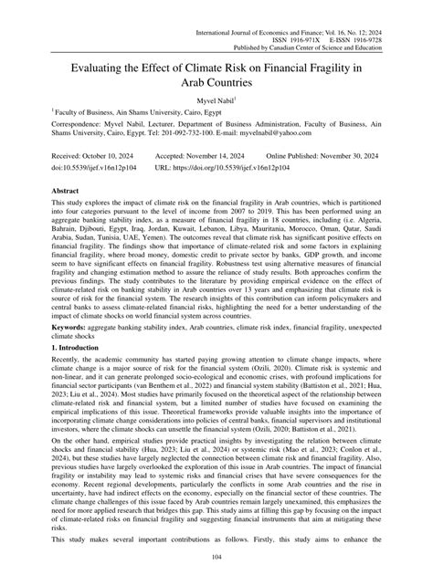 pdf evaluating the effect of climate risk on financial fragility in