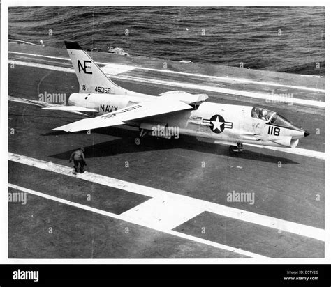 Vought F8u 1 Crusader Of Vf 24 Squadron Aboard The Uss Midway Stock