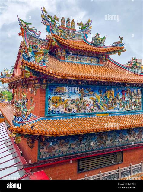 Taipei Taiwan Ancient Temple Chinese Taiwanese Colorful Hi Res Stock