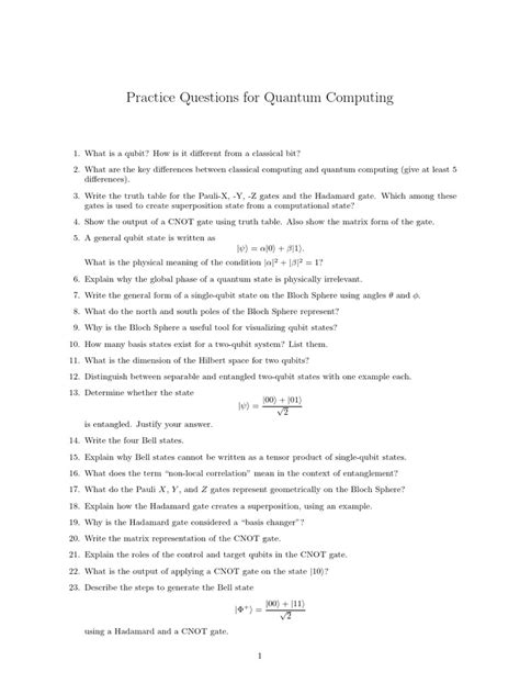 Quantum Computing Problems Pdf Theoretical Computer Science Applied Mathematics