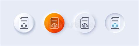 Legal Documents Line Icon Justice Scales Sign Line Icons Vector Stock Illustration