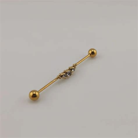 پیرسینگ گوش محوری سه نگین و گوی اکسسوری گلامور