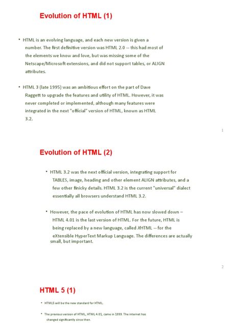 Evolution Of Html Pdf