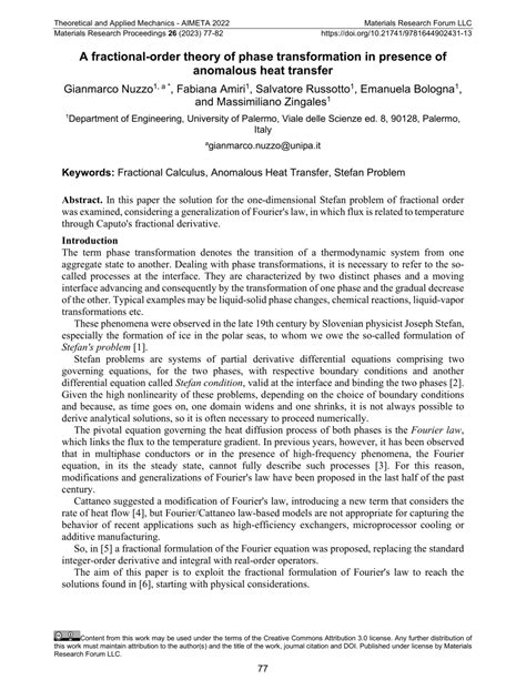 Pdf A Fractional Order Theory Of Phase Transformation In Presence Of Anomalous Heat Transfer