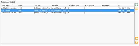 selecting a preference card