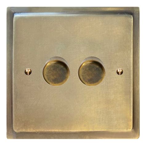 Mode Dimmer Switch 2 Gang Antique Satin Brass Broughtons Lighting