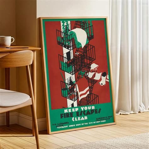 Keep Your Fire Escapes Clear Poster Vintage New York Safety Print