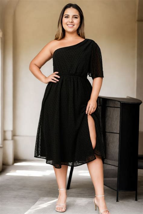 Elayne Plus Size Toga Black Dress Hello Curve