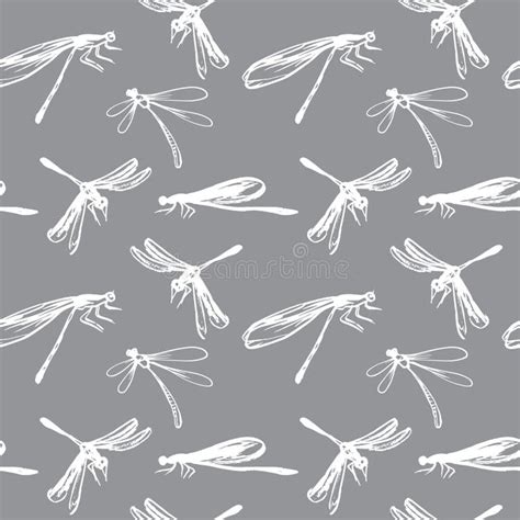 Seamless Pattern With Dragonflies Stock Vector Illustration Of Insect