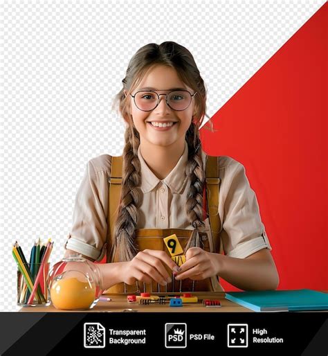 Premium Psd Smiling Looking Camera Young Female Teacher Wearing