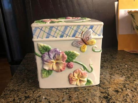 Fitz And Floyd Tissue Box Cover And Toothbrush Holder Mint 2059607420