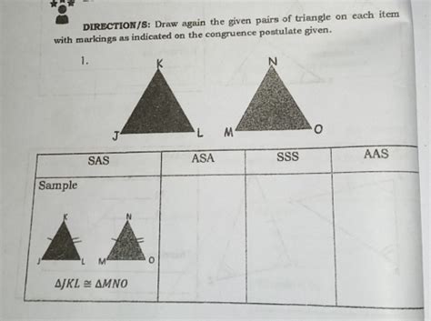 solved direction s draw again the given pairs of triangle on each