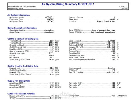 hap calculation for hvac system for amad center riyadh مستقل