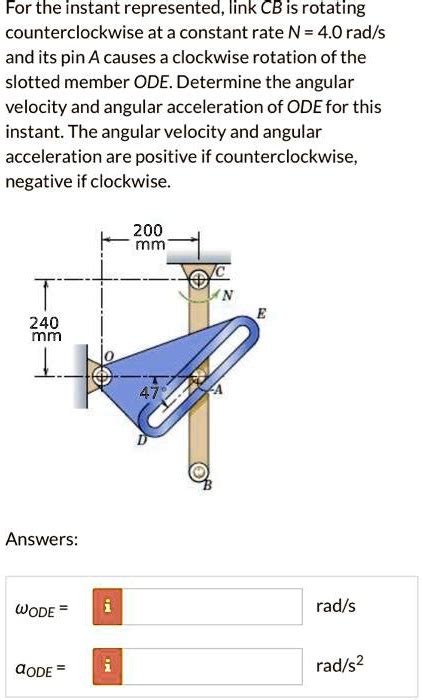 solved for the instant represented link cb is rotating