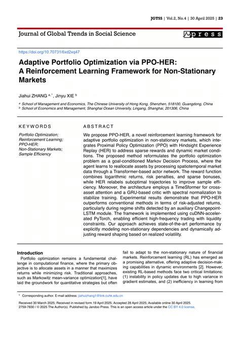 Pdf Adaptive Portfolio Optimization Via Ppo Her A Reinforcement Learning Framework For Non