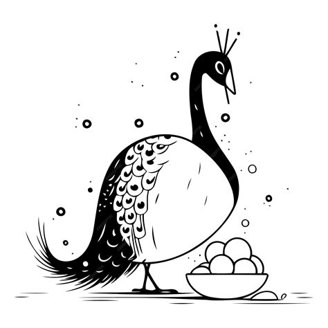 Peacock And Eggs Vector Illustration In Doodle Style Premium Ai Generated Vector