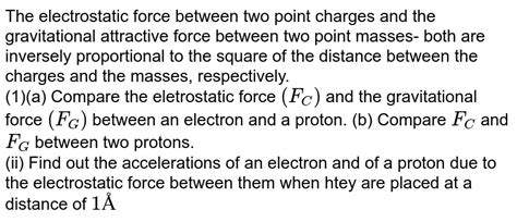 Compare The Electrostatic Force And Gravitational Force Taking Two