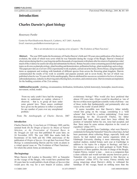 Charles Darwins Plant Biology