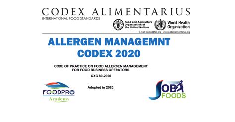 Allergen Management Codex 2020 Foodpro Academy