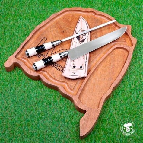 Kit De Churrasco Faca E Chaira Inox 10 Polegadas Osso E Chifre Cutelaria Chef Madeiramadeira