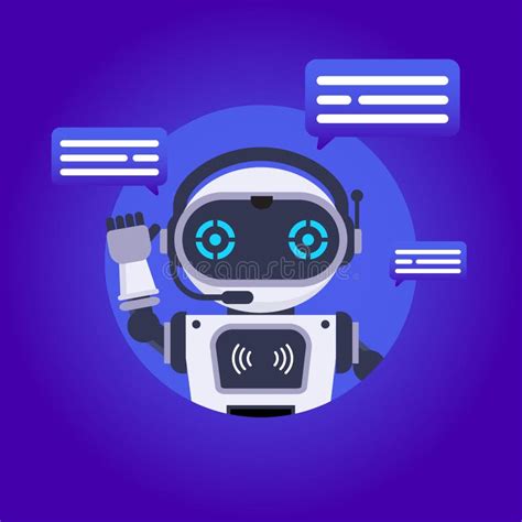 Cute Robot Chat Bot Support Service Concept Stock Vector Illustration Of Flat Circle 278593636