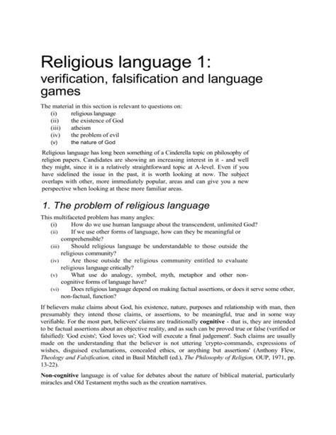 Religious Language Verification Falsification Games