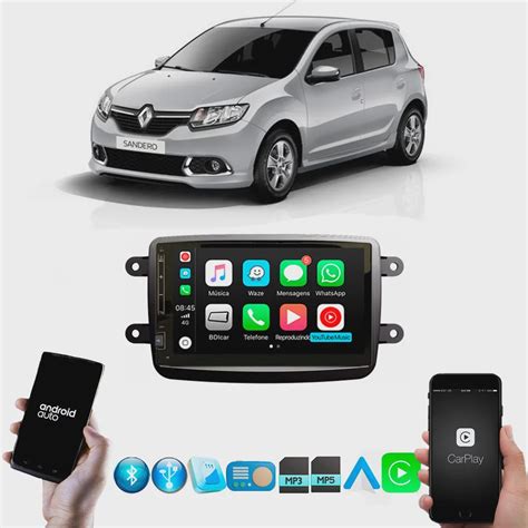 Central Multimídia Mp5 Renault Sandero 2015 2016 2017 2018 2019 2020 2021 Android Auto Carplay