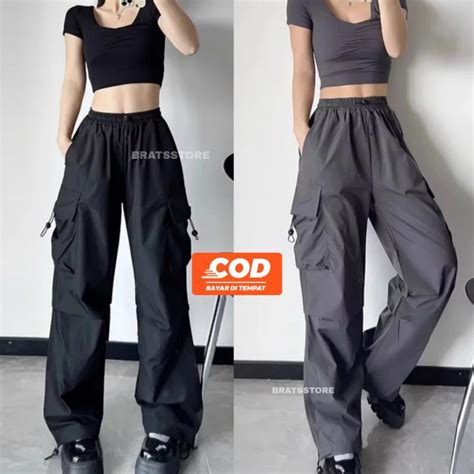 Jual Brats Jessie Pants Celana Cargo Highwaist Korean Style Shopee Indonesia