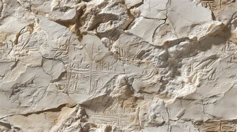 Seamless Fossil Bone Texture With Carved Ancient Glyphs And Mineral Deposits Stock Illustration