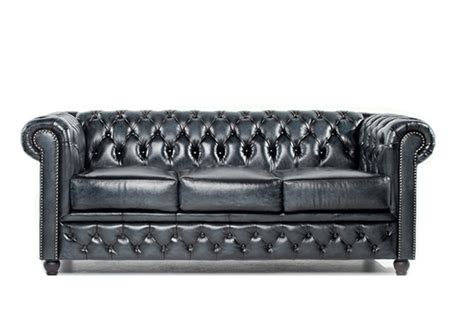Chesterfield Sofa Original Leather 3 Seater Wash Off Blue 12