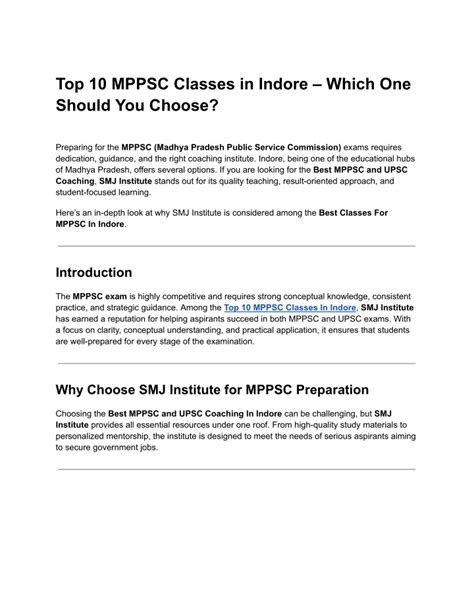 Ppt Top 10 Mppsc Classes In Indore Which One Should You Choose