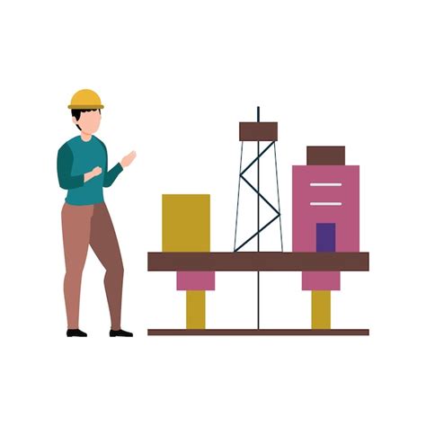 Premium Vector Worker Looking At The Mining Work In The Industry