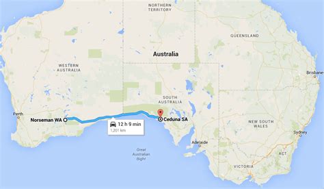 Map Of The Nullarbor Plain Australia Longest Straight Road