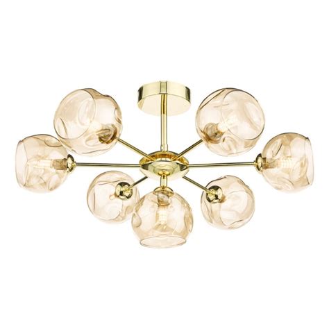 Dar Lighting Cohen 7 Light Semi Flush Ceiling Light In Polished Gold