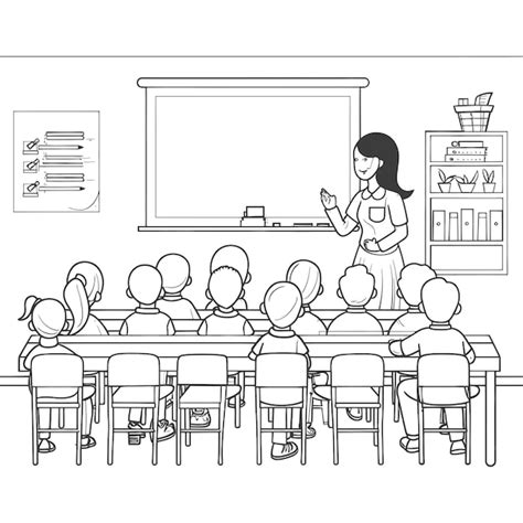 Premium Vector Outline Illustration For Positive Classroom For Teach