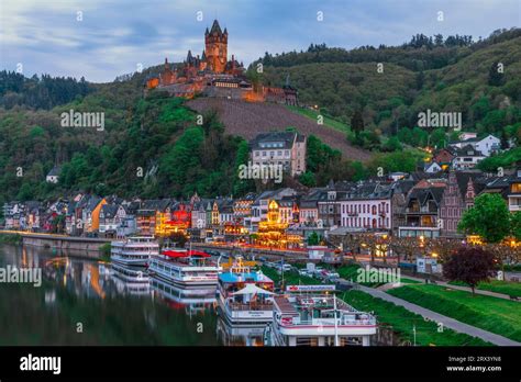 Cochem Castle Eifel Rhineland Palatinate Mosel River Germany Stock