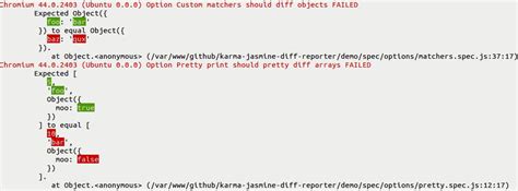 Javascript Karma Jasmine Tests Highlight Diff In Terminal Stack Overflow