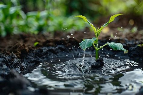 A Plant Grow In Soil Soaked With Logged Water Premium Ai Generated Image