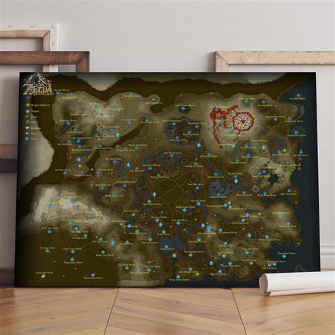 Legend Of Zelda Map Poster Hyrule Map Wall Art Game Print Canvas