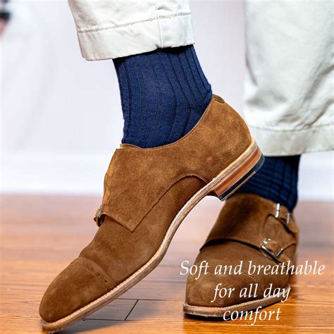 Navy Merino Wool Mid Calf Dress Socks Boardroom Socks