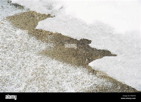 Usa Colorado Boulder Ice And Snow Pattern In Dry Boulder Creek Bed