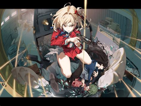 Nishikigi Chisato Inoue Takina Nakahara Mizuki And Majima Lycoris Recoil Drawn By Cheese