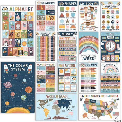 Hadley Designs Boho Preschool Educational Laminated Posters For