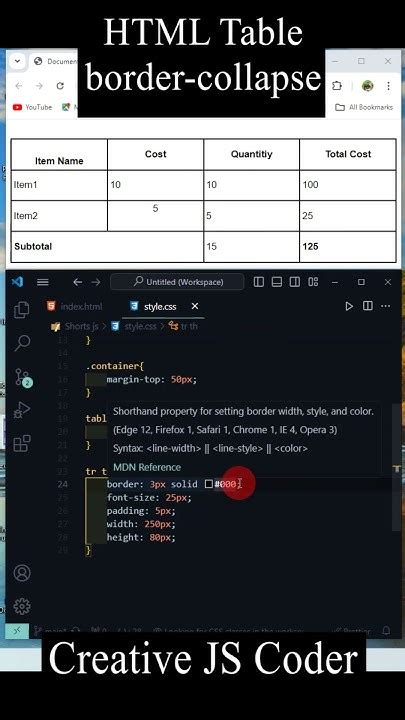 Html Table Border Collapse Property Youtube