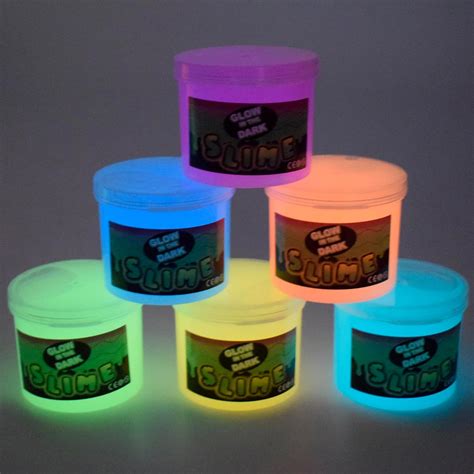 Glow In The Dark Slime Kit 6 Pack Neon Blue Green Pink Yellow